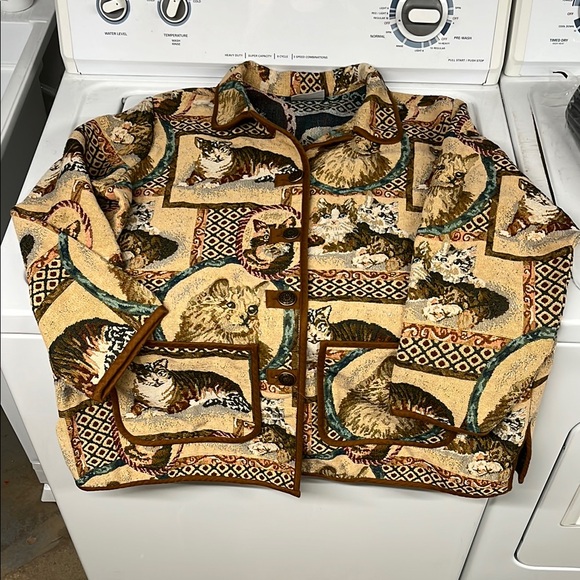 Blair | Jackets & Coats | Vintage Cat Tapestry Woven Jacket By Blair ...